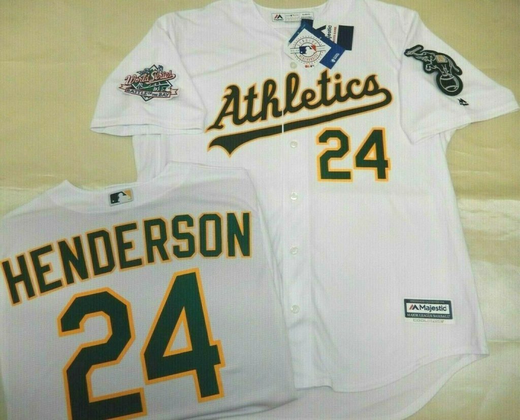 OAKLAND A'S RICKEY HENDERSON 1989 World Series Baseball JERSEY NEW ...